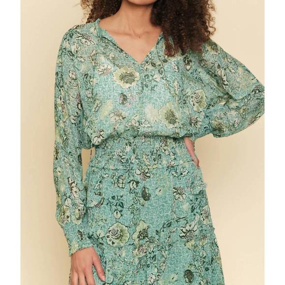 Mystree | Tops | New Mystree Smocked Bottom Peasant Chiffon Blouse In ...